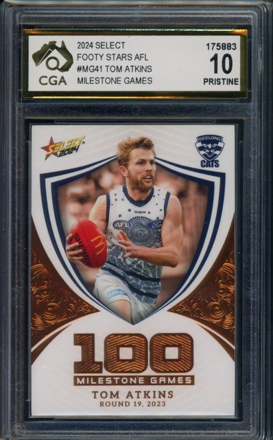 2024 SELECT AFL Footy Stars MILESTONE GAMES Tom Atkins Graded CGA 10 Geelong EUR 59,76 - PicClick FR
