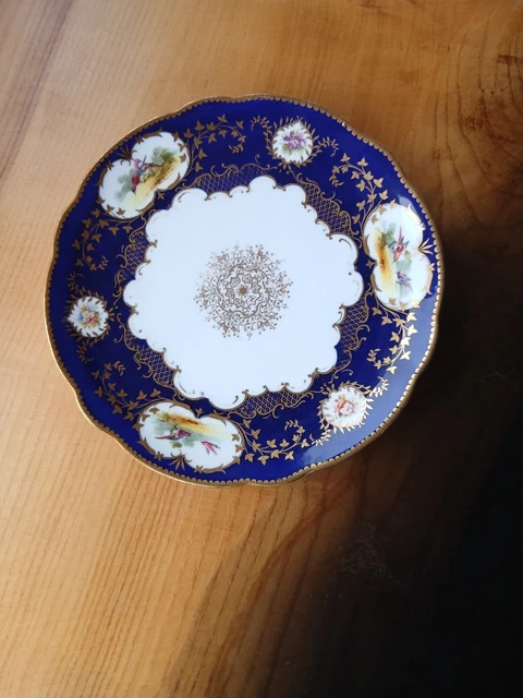 ANTIQUE COALPORT BONE China 9" Dinner Plates with Cobalt Blue "Batwing ...