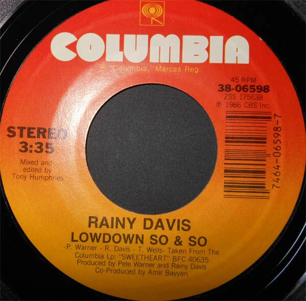 RAINY DAVIS - Lowdown So & So (7", Styrène) EUR 21,06 - PicClick FR