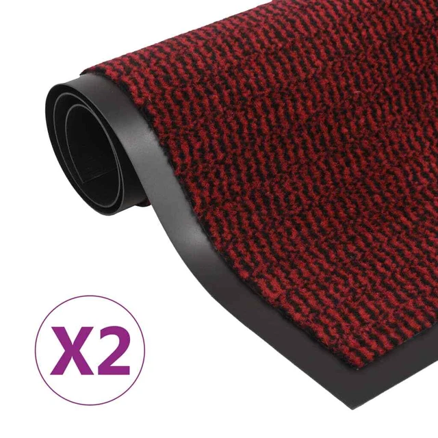 2041240 TAPPETI ANTIPOLVERE 2 pz Rettangolari Trapuntati 90x150cm Rossi ...