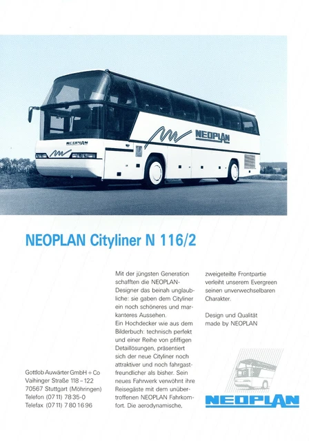 NEOPLAN CITYLINER N 116/2 Prospekt 1994 Omnibus Bus brochure brozura ...