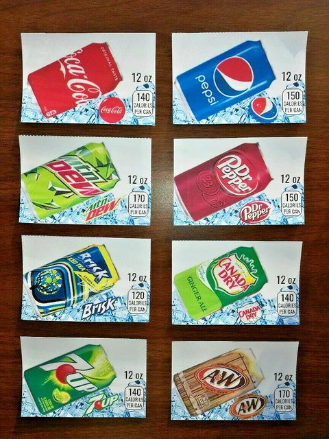 (6) &VINTAGE& SODA VENDING MACHINE 12oz "CAN" Vend Labels (Flavor Strip ...