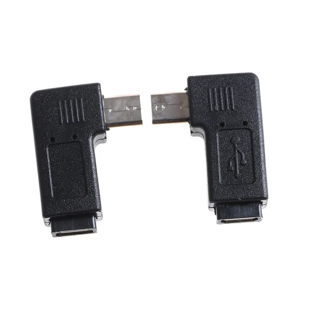2 X 90DEGREE Micro Left &Right Angle Usb Male To Female Plug Adapters ...