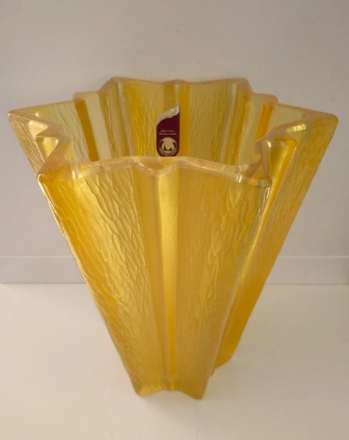 VASE FORME ÉTOILE en verre jaune Art Déco Walther Glas Germany EUR 120 ...