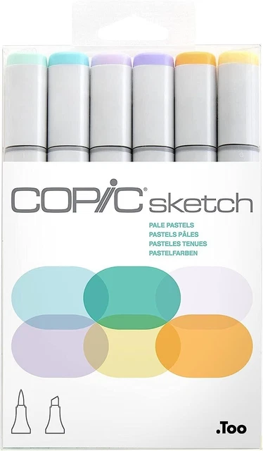 COPIC SKETCH 6 Marker PALE PASTELS Set BG11, BG15, BV0000, BV01, YR12 ...