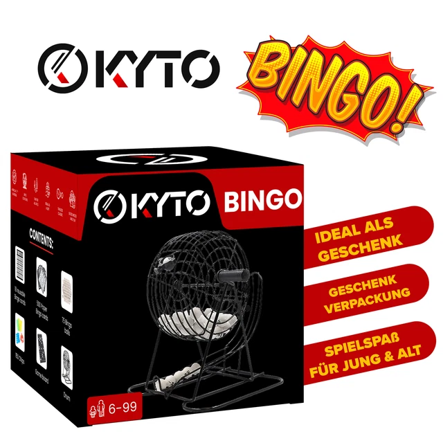 KYTO BINGO GIOCO tamburo di metallo, SET GIGANTE con 500 carte da bingo ...