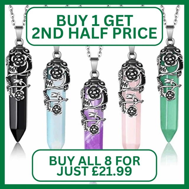 NATURAL QUARTZ CHAKRA Crystal Healing Point Cut Gemstone Pendant Reiki ...