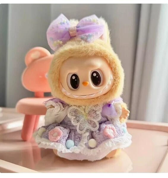 POP MART THE Monsters Labubu Have A Seat Doll Purple Butterfly Clothes ...