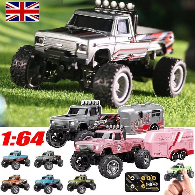 MINI RC MONSTER Truck USB C Rechargeable Underflow with Trailer 1:64 ...