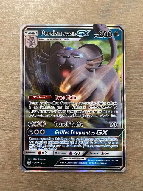 CARTE POKÉMON PERSIAN d'Alola GX 129/236 Eclipse Cosmique vf neuf EUR 3 ...