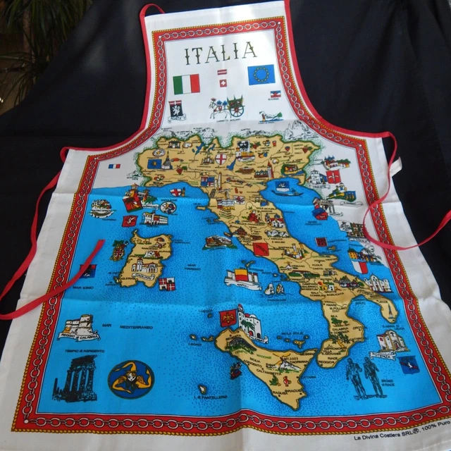 APRON PINNY MAP Of Italy 100% Cotton NEW Italian Landmarks £7.00 ...