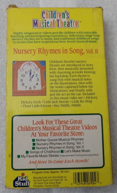 NURSERY RHYMES IN SONG VOL. II Children's Musical Theatre VHS video ...