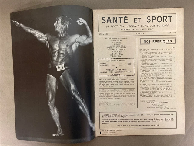 SANTE ET SPORT Bodybuilding Muscle Fitness Magazine / Roy Duval / 06-77 ...