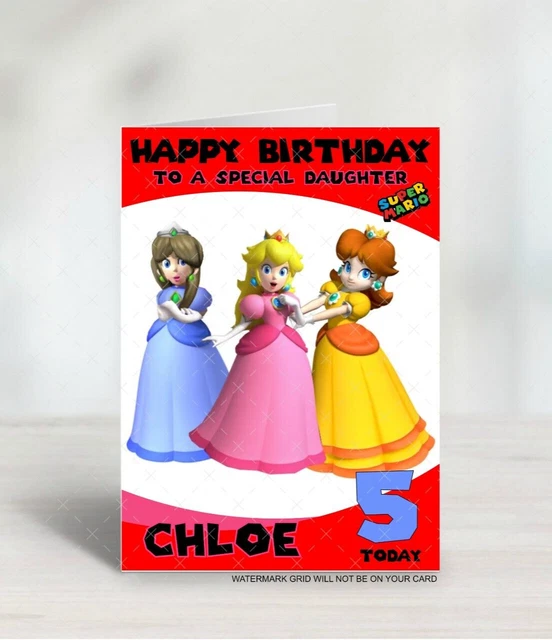 PERSONALISED BIRTHDAY CARD Super Mario Princess Children's Birthday ...