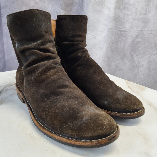 FIORENTI BAKER ELI Eternity Zip Up Boots Men's Size 8.5 Suede Brown £91 ...