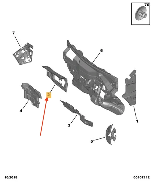 PEUGEOT 3008 UNDERBONNET Bulkhead Soundproofing 9831613980 NEW GENUINE ...