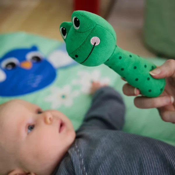 IKEA SANDBI RATTLE Frog Green Baby Toy Soft Plush Sensory Toy £6.99 ...