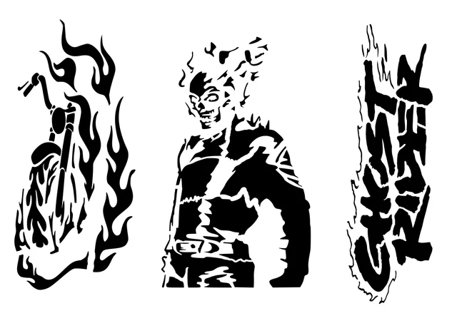 GHOST RIDER STENCIL Set On A4 Stencil Sheet 240 Micron Airbrush ...