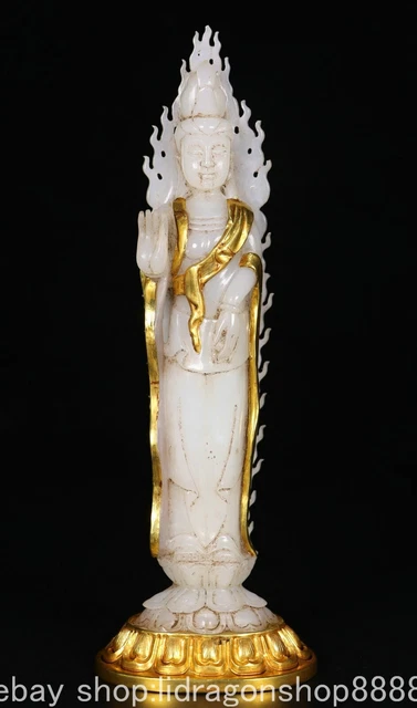9.8& VIEILLE STATUE de Bouddha Sakyamuni sculptée en jade naturel hétien EUR 5.865,60 - PicClick FR