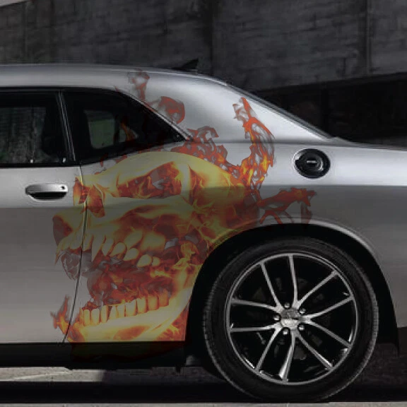 WICKED FLAMES SCREAMING Skull Fangs Truck Car Vehicle Graphic Decal ...