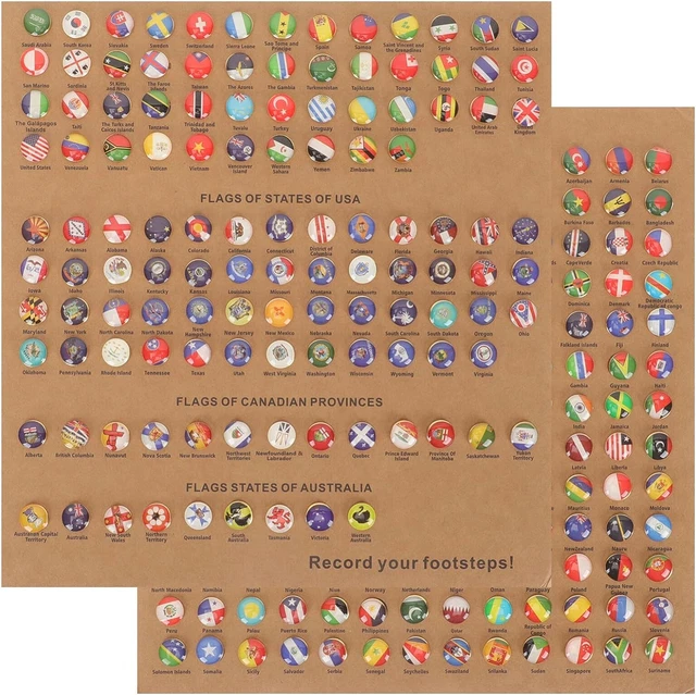 VANZACK 218PCS FLAGS Push Pin, National Flag Thumb Tacks for World ...