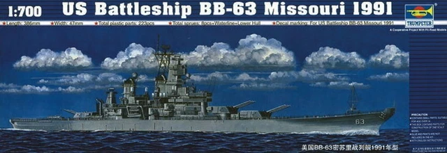 TRUMPETER 05705 SCHLACHTSCHIFF USS Missouri BB-63 1991 in 1:700 Bausatz ...