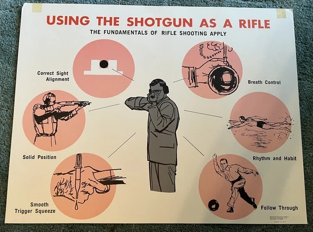 RARE NRA SHOOTING Safety Poster 22”x17” Using the Shotgun as a Rifle ...