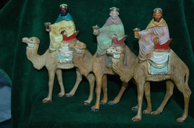 NF NARDI FRATELLI 1940 Pasta Statuine Presepe Serie Tre Re Magi Su Cammelli Rari EUR 119,99 ...