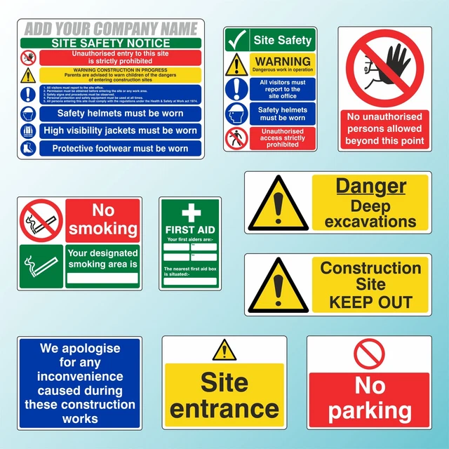 CONSTRUCTION/BUILDING SITE SAFETY Sign Starter Pack - Free Company Name ...