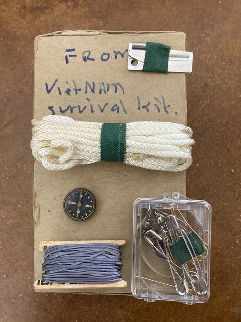 VIETNAM WAR COMPASS from Survival Kit + Fishhooks, Fishing line, Can ...