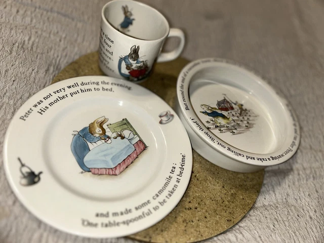 WEDGWOOD PETER RABBIT 3pc Childs Dinnerware Set Beatrix Potter Made In ...
