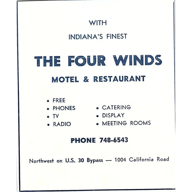THE FOUR WINDS Motel & Restaurant California Rd Fort Wayne Indiana 1964 ...