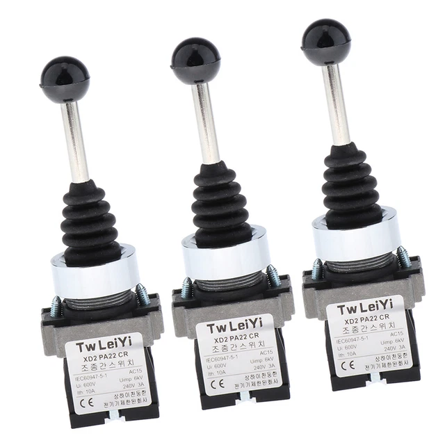 3 PIECES 2 Way Self-Locking Wobble Joystick Controller Switch XD2-PA22 ...