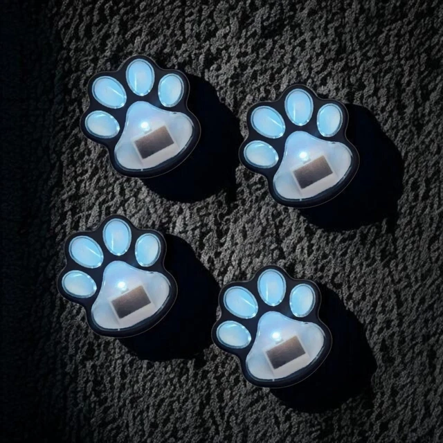 SOLAR PAW PRINT Garden Lights LED Outdoor Pathway Lawn Decor Set of 4 £ ...