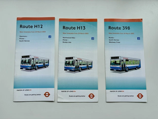 X3 LONDON BUS Transport Timetable Leaflet 2003 - TFL Bus Route H12, H13 ...