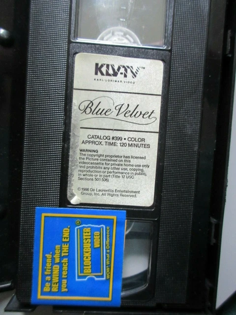 1986 BLUE VELVET VHS Tape Dennis Hopper Kyle Maclachlan Laura Dern $18. ...