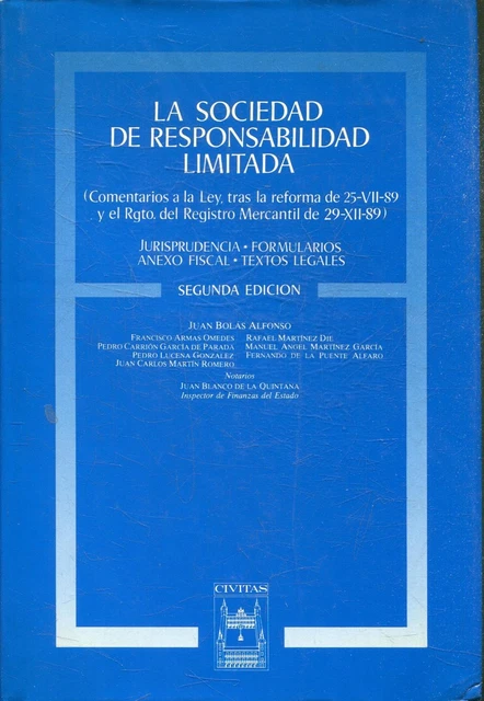 DE LA SOCIEDAD De Responsabilidad Limitada (Comentario A La Ley, Tras La Reforma EUR 10,48 ...