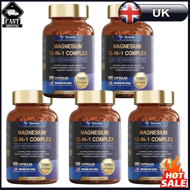 1-5PACK MAGNESIUM Complex 700mg 12 in 1 Magnesium Supplement with 120 ...