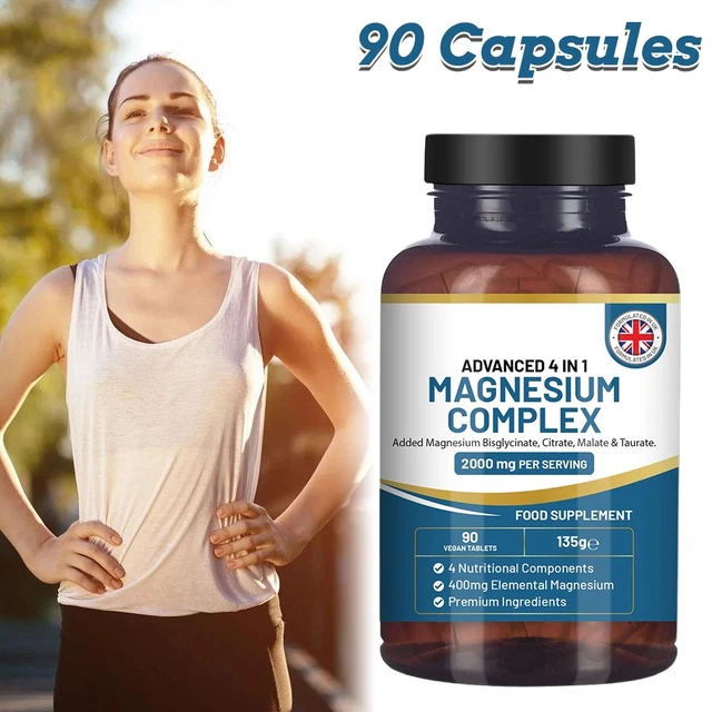 MAGNESIUM GLYCINATE 4-IN-1 Complex 1866mg - High Strength Magnesium ...