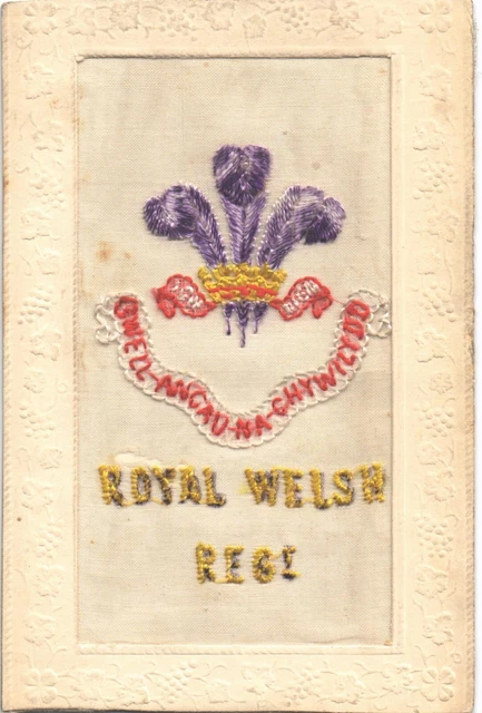 WORLD WAR ONE Embroidered Regimental Silk. Royal Welsh Regiment by Vise ...