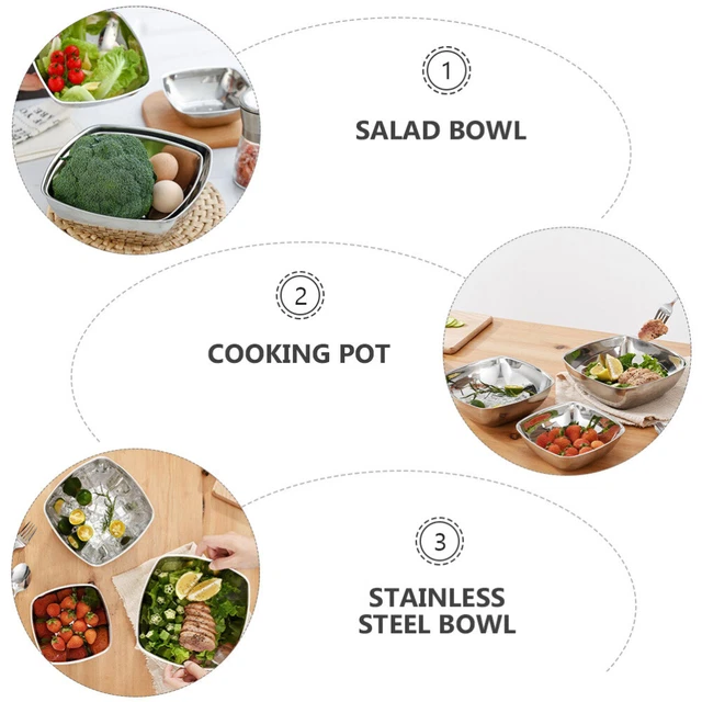 3 COUNT BOWL Condiment Bowls Stainless Steel Salad Soup Fruit £28.88 ...