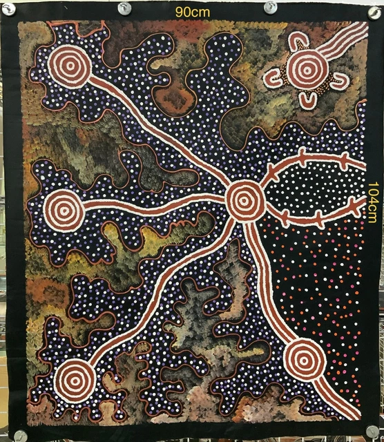 SHARON BUTCHER ABORIGINAL Artist Painting WOMEN SITTING WATERHOLE SEED ...
