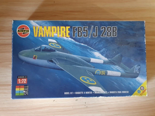 AIRFIX 03064 DE HAVILLAND DH.100 VAMPIRE FB5/J 28B 1/72 Model Aircraft ...