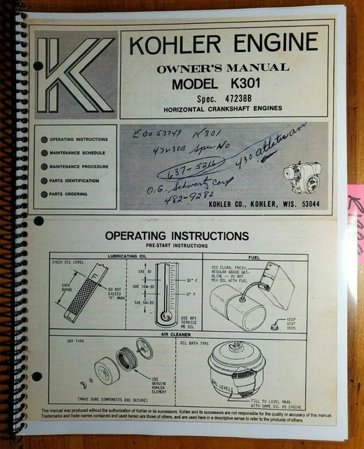 Kohler K301 Parts Manual Pdf