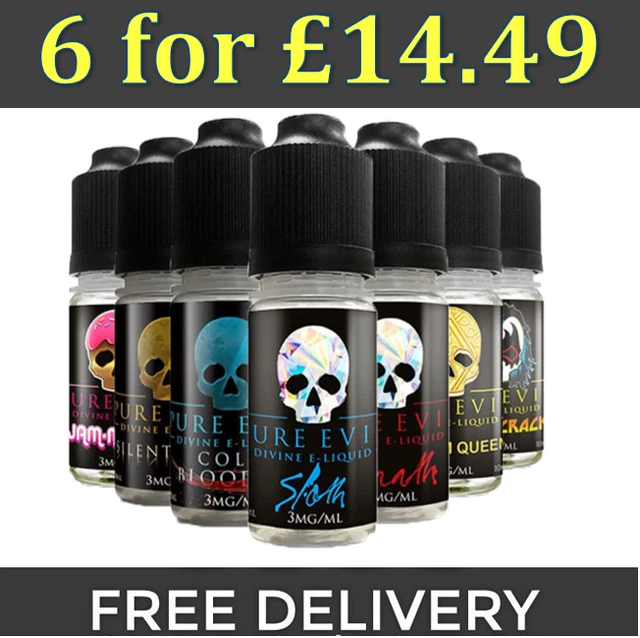 PURE EVIL E liquid Vape Juice *6x10ml for £14.49* All Flavours- 1st ...