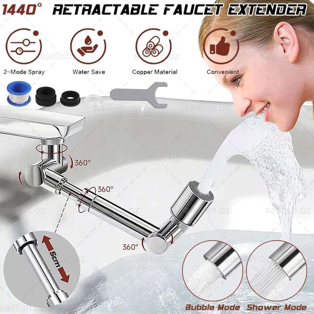 ROTAT UNIVERSAL SPRAY Arm Tap 1440 Swivel Extension Robotic Faucet ...
