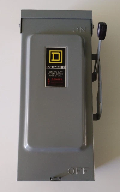 SQUARE D GENERAL DUTY SAFETY SWITCH 60 AMP 240vac HEAVY DUTY FUSE BOX ...