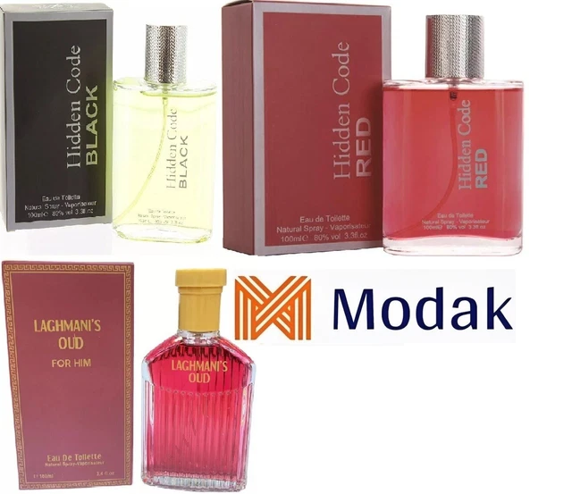 MODAK 3 PACK Mens Perfume Laghmani OUD Red, Hidden Code Black/Red EDT ...