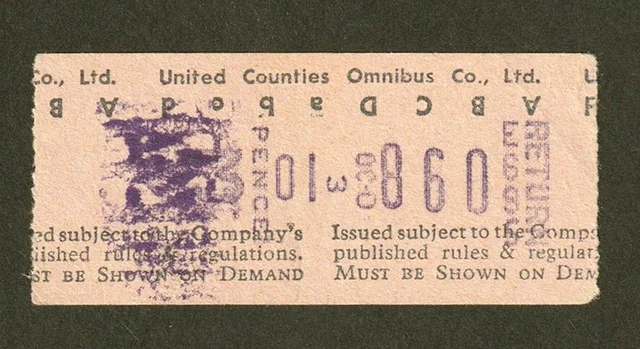 VINTAGE UNITED COUNTIES Omnibus Company Ltd. Bus Ticket $7.50 - PicClick AU