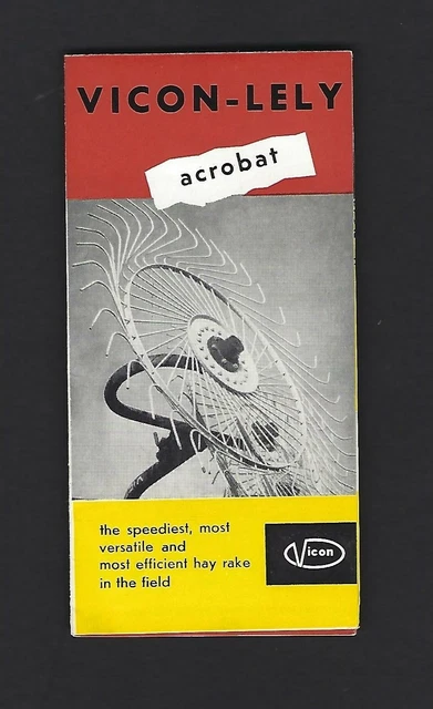 VINTAGE VICON LELY Acrobat Hay Rake Brochure $4.99 - PicClick